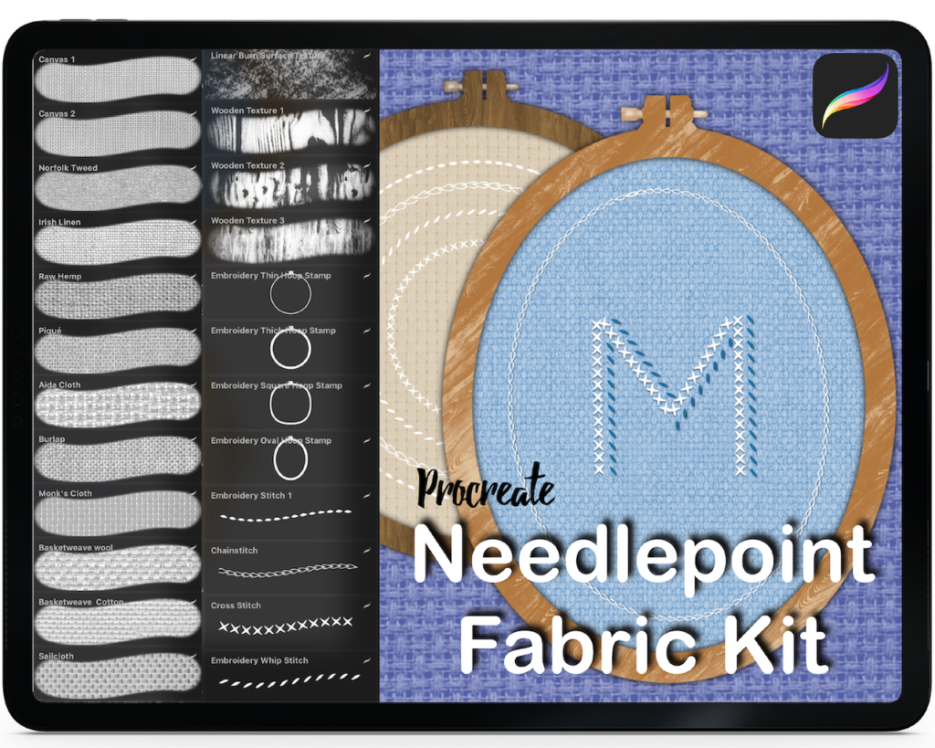 24 NEEDLEPOINT FABRIC KIT Brushes for Procreate App + Tutorial – Nhoo ...