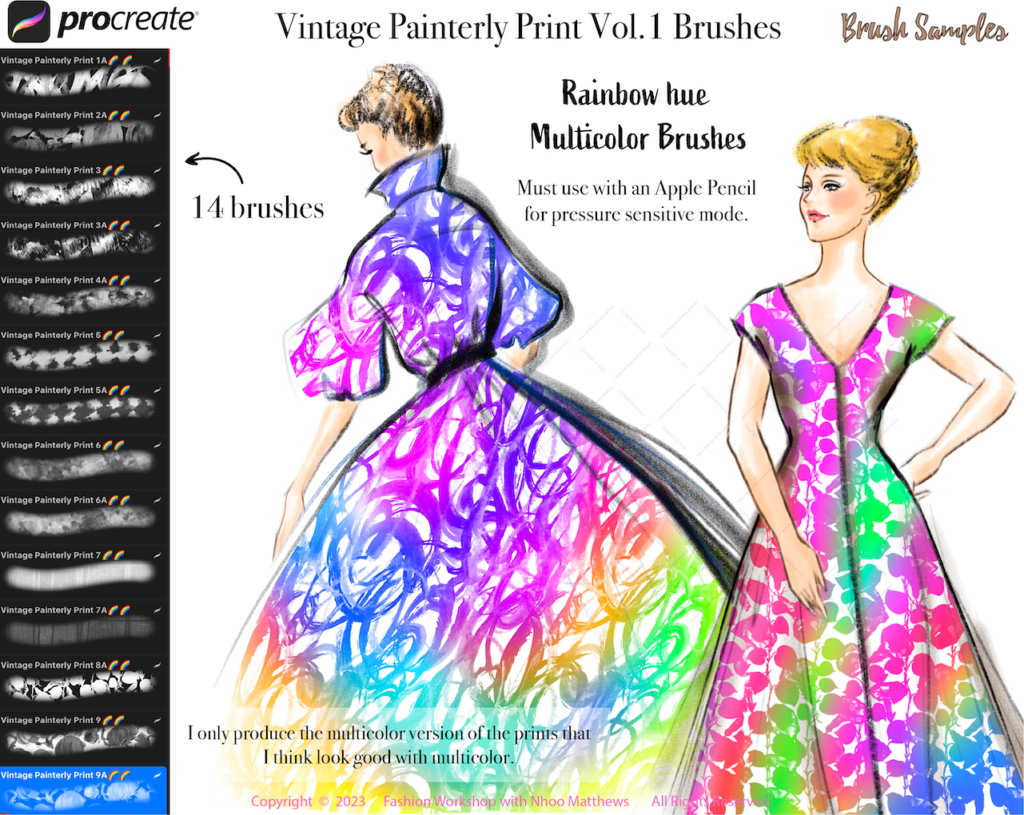 1950s Vintage Painterly Prints Procreate Fabric Brushes Vol.1. – Nhoo ...