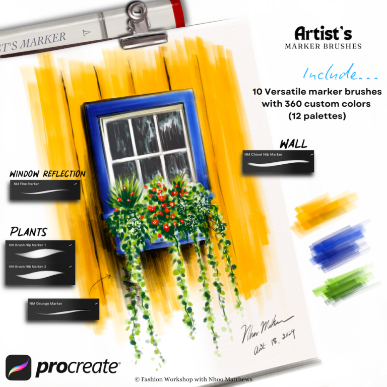 Procreate Artist’s Marker Brushes + 360 Colors – Nhoo Matthews