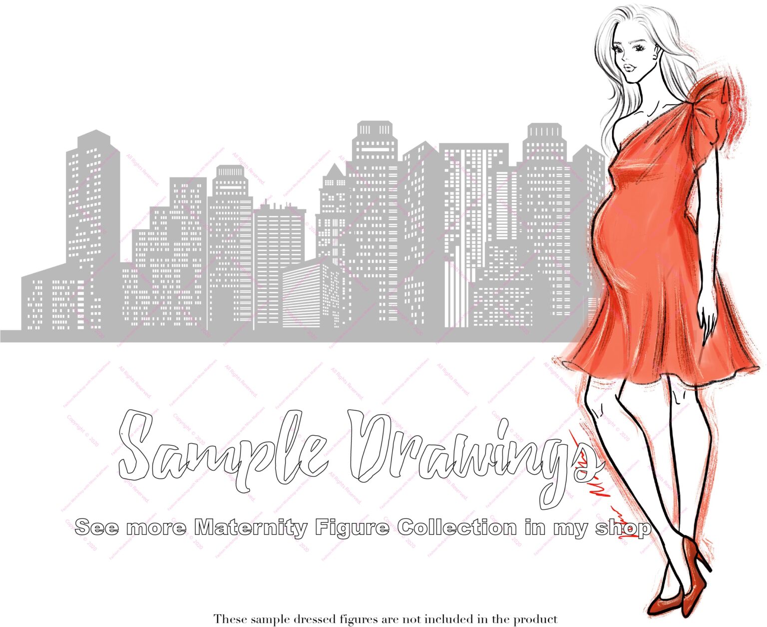 Maternity Fashion Figure Templates: Designer Poses, 9 Head Model, 8 ...