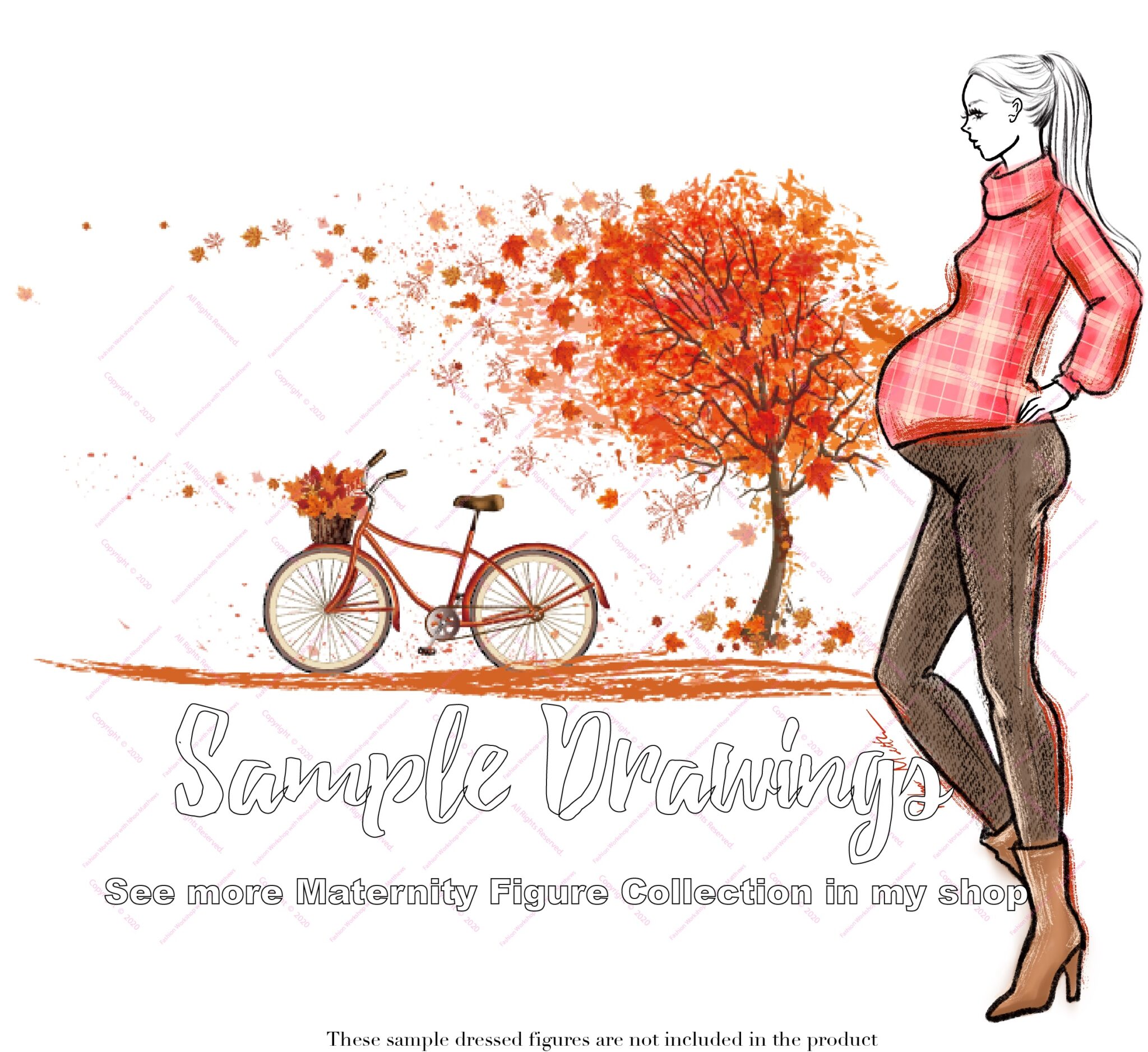 Maternity Fashion Figure Templates: Designer Poses, 9 Head Model, 8 ...
